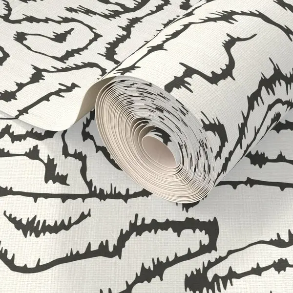Spoonflower Heatwave White And Iron Ore 100% Natural Sisal Grasscloth Wallcovering - Gray,white
