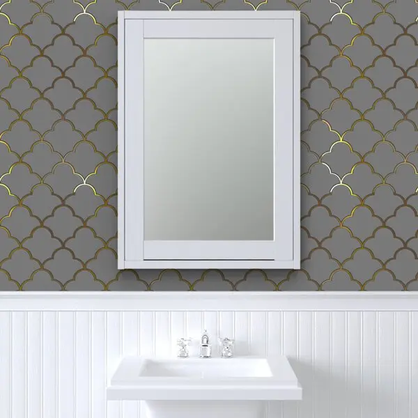 Spoonflower Grey Gold Tile Decor Tiles Custom Pre-pasted Wallpaper
