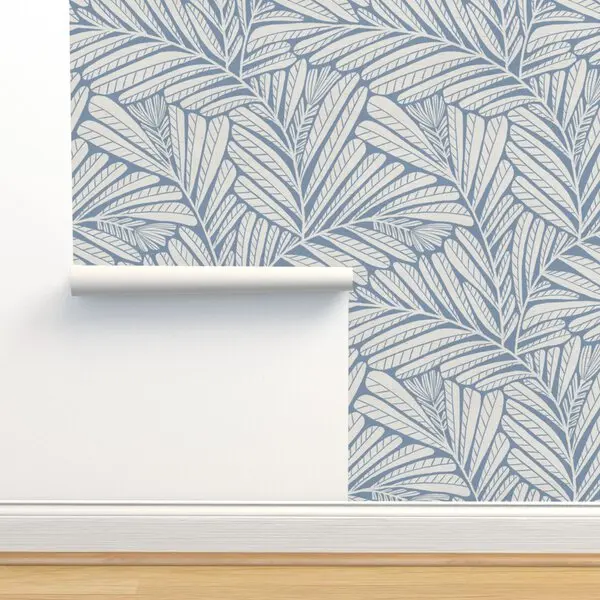 Spoonflower Irene Blue 100% Natural Sisal Grasscloth Wallcovering