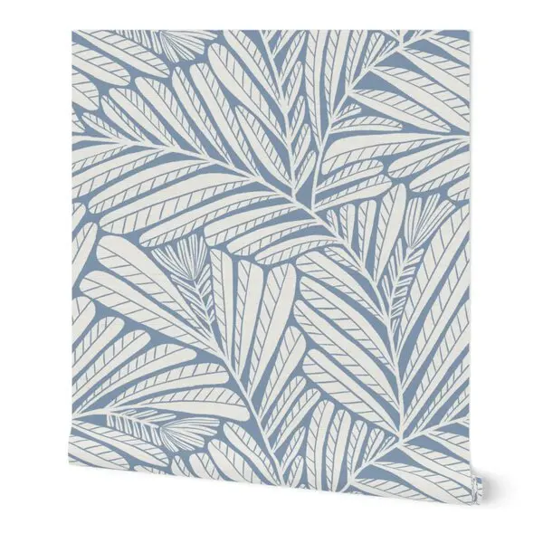 Spoonflower Irene Blue 100% Natural Sisal Grasscloth Wallcovering