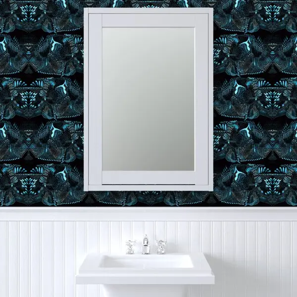 Spoonflower Watercolor Wave Mystical Custom Removable Wallpaper