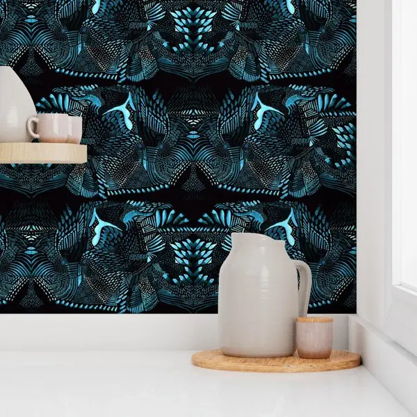 Spoonflower Watercolor Wave Mystical Custom Removable Wallpaper
