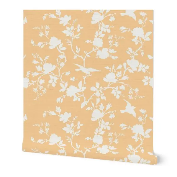 Spoonflower Ames Chinoiserie Citrus 2 100% Natural Sisal Grasscloth Wallcovering