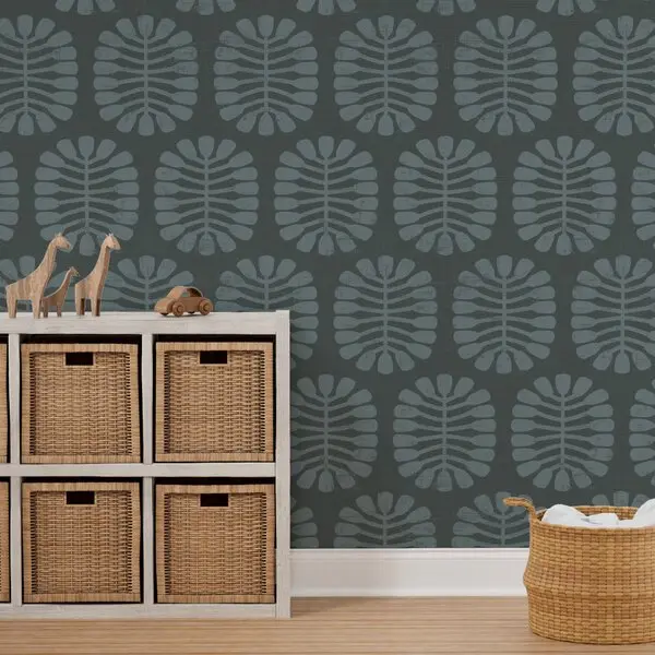 Spoonflower Nature Grey Moody Seed Custom Pre-pasted Wallpaper
