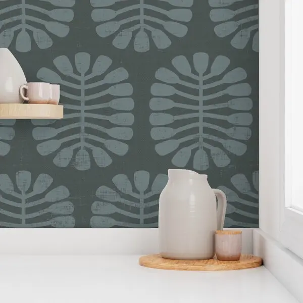 Spoonflower Nature Grey Moody Seed Custom Pre-pasted Wallpaper