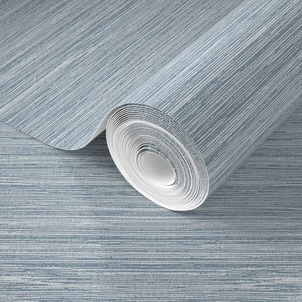 Spoonflower Beachy Blue 100% Natural Sisal Grasscloth Wallcovering - White