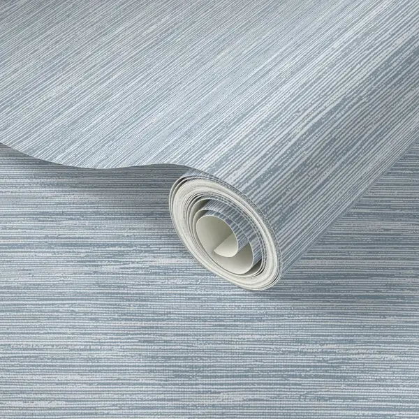Spoonflower Beachy Blue 100% Natural Sisal Grasscloth Wallcovering - White