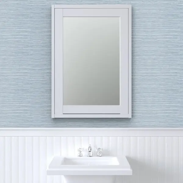Spoonflower Beachy Blue 100% Natural Sisal Grasscloth Wallcovering - White