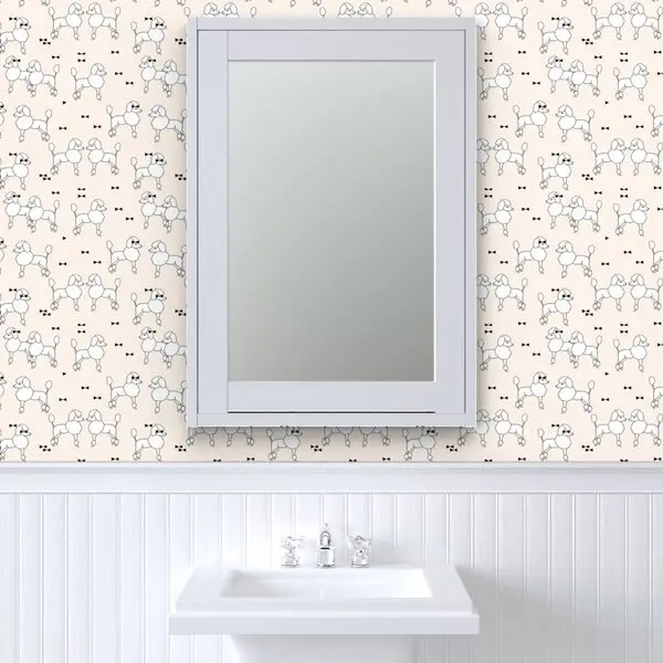 Spoonflower Poodle Poodles Custom Pre-pasted Wallpaper