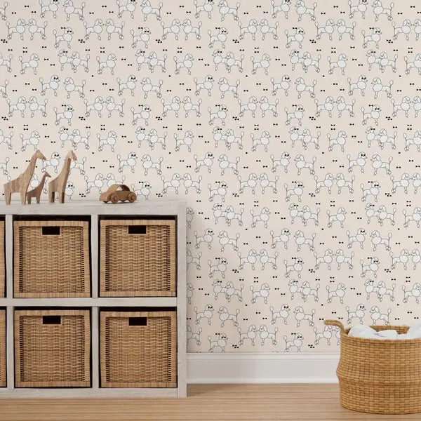 Spoonflower Poodle Poodles Custom Pre-pasted Wallpaper