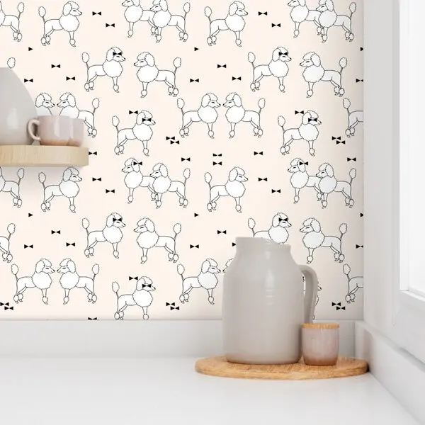 Spoonflower Poodle Poodles Custom Pre-pasted Wallpaper