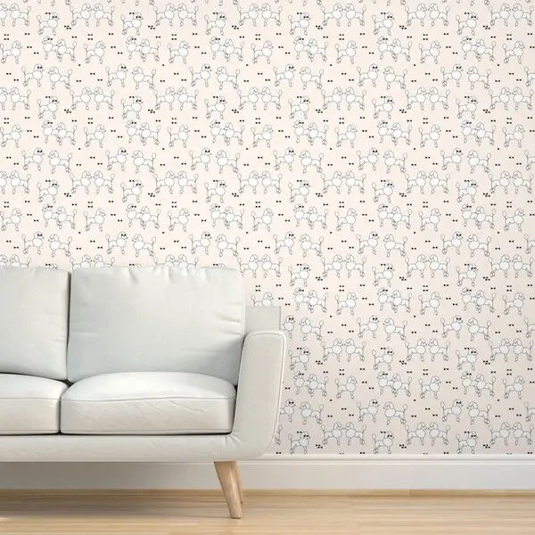 Spoonflower Poodle Poodles Custom Pre-pasted Wallpaper