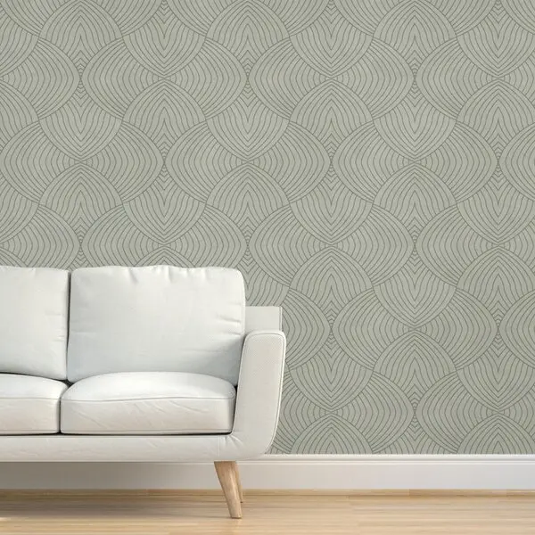 Spoonflower Eileen Blue 100% Natural Sisal Grasscloth Wallcovering - Beige,blue