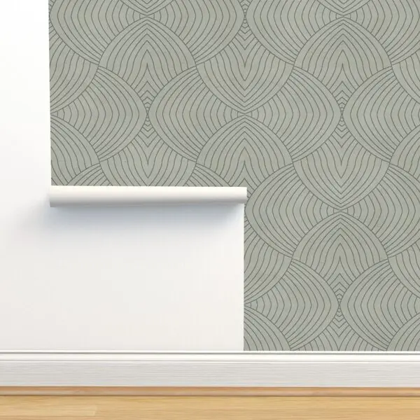 Spoonflower Eileen Blue 100% Natural Sisal Grasscloth Wallcovering - Beige,blue
