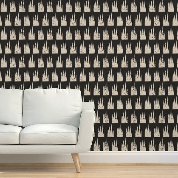 Spoonflower Terra Mesa Black 100% Natural Sisal Grasscloth Wallcovering