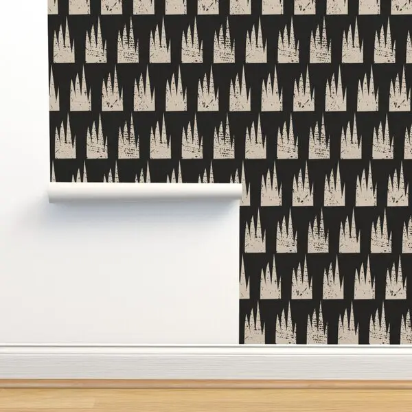 Spoonflower Terra Mesa Black 100% Natural Sisal Grasscloth Wallcovering