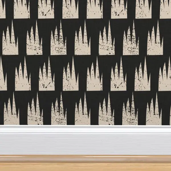 Spoonflower Terra Mesa Black 100% Natural Sisal Grasscloth Wallcovering