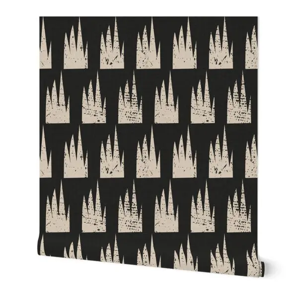 Spoonflower Terra Mesa Black 100% Natural Sisal Grasscloth Wallcovering
