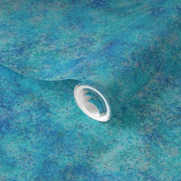 Spoonflower Indian River Textiles Abstract Weathered Metal Custom Removable Wallpaper - Blue