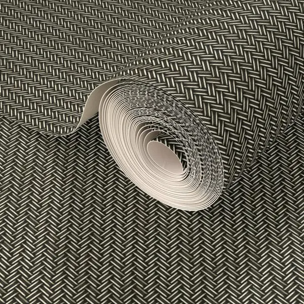 Spoonflower Cersei Herringbone Underlayer 100% Natural Sisal Grasscloth Wallcovering - Gray