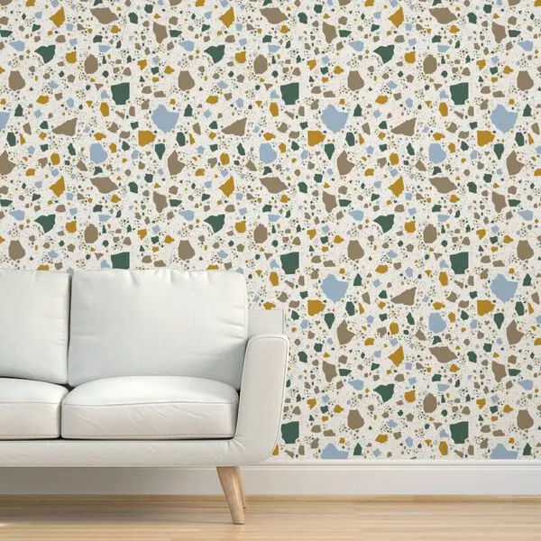 Spoonflower Terrazzo Petal Coordinates Calm 100% Natural Sisal Grasscloth Wallcovering