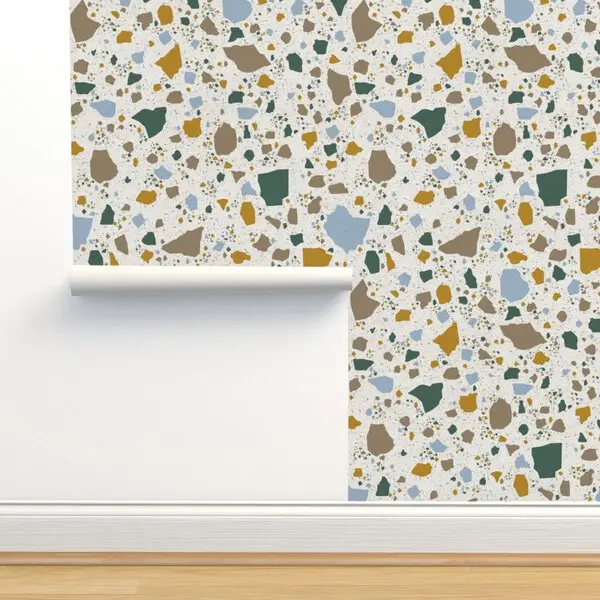Spoonflower Terrazzo Petal Coordinates Calm 100% Natural Sisal Grasscloth Wallcovering