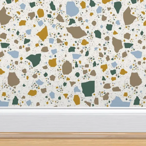 Spoonflower Terrazzo Petal Coordinates Calm 100% Natural Sisal Grasscloth Wallcovering