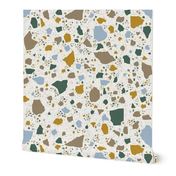 Spoonflower Terrazzo Petal Coordinates Calm 100% Natural Sisal Grasscloth Wallcovering
