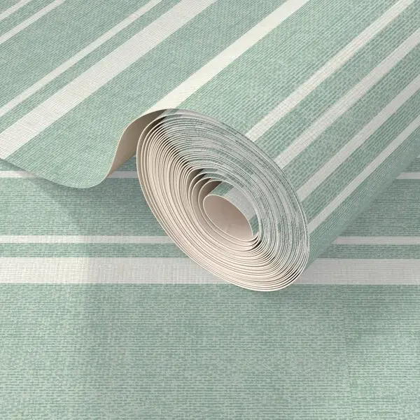 Spoonflower Pathway Textured Stripe Light Sage Green 100% Natural Sisal Grasscloth Wallcovering