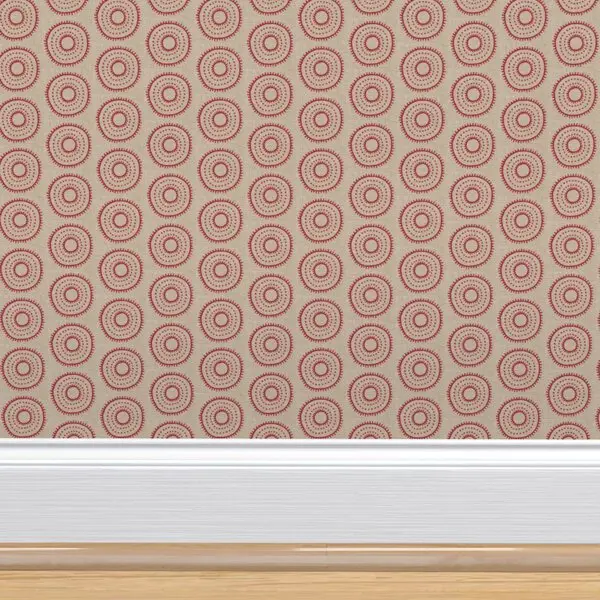 Spoonflower Aboriginal Dotted Stylized Spiky Scandinavian Mod 100% Natural Sisal Grasscloth Wallcovering