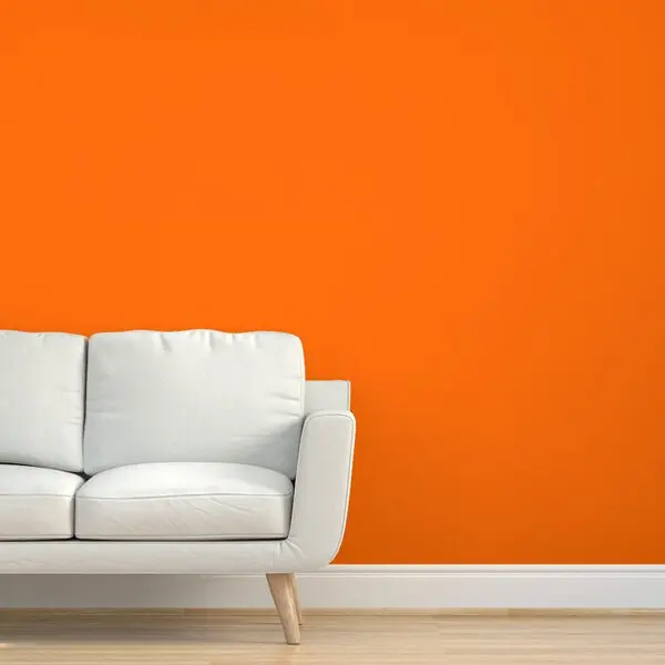 Spoonflower Plain Solid Coordinate Bright Tangerine Custom Pre-pasted Wallpaper - Orange