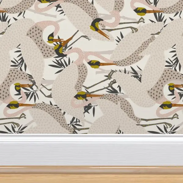 Spoonflower Heron Rotated 100% Natural Sisal Grasscloth Wallcovering