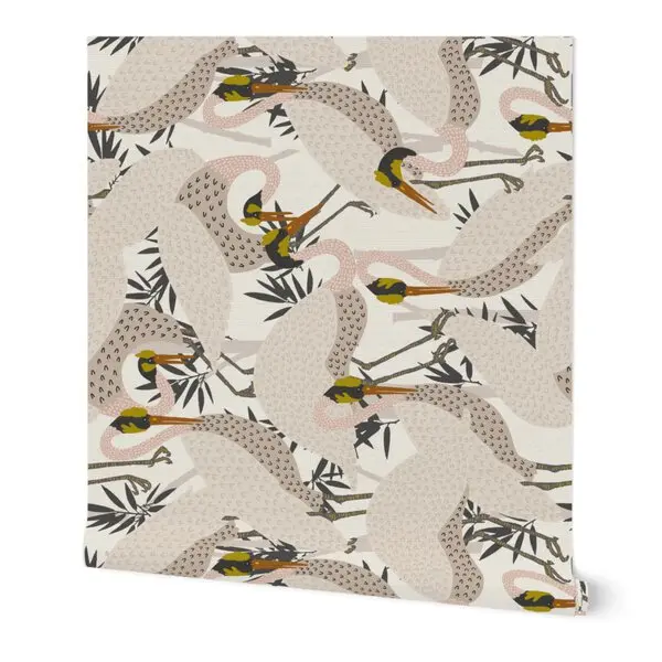 Spoonflower Heron Rotated 100% Natural Sisal Grasscloth Wallcovering