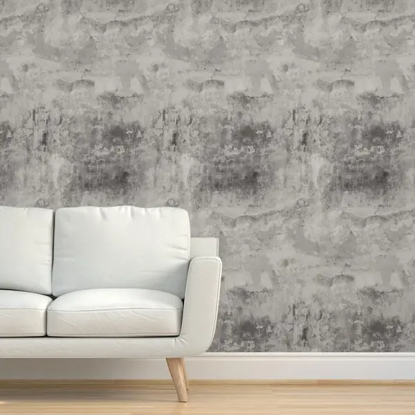 Spoonflower Grat Patina Grey 100% Natural Sisal Grasscloth Wallcovering - Gray,grey