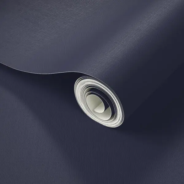 Spoonflower Solid Midnight Custom Pre-pasted Wallpaper - Blue