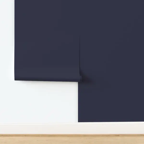Spoonflower Solid Midnight Custom Pre-pasted Wallpaper - Blue