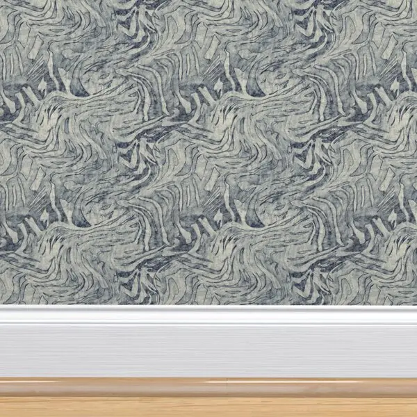 Spoonflower Tiger Blueprint Navy 100% Natural Sisal Grasscloth Wallcovering