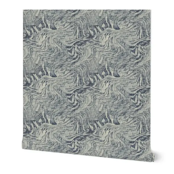 Spoonflower Tiger Blueprint Navy 100% Natural Sisal Grasscloth Wallcovering