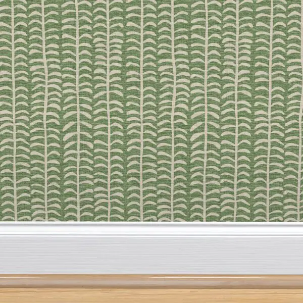 Spoonflower Grass Cloth Vine In Leaf 100% Natural Sisal Grasscloth Wallcovering - Green