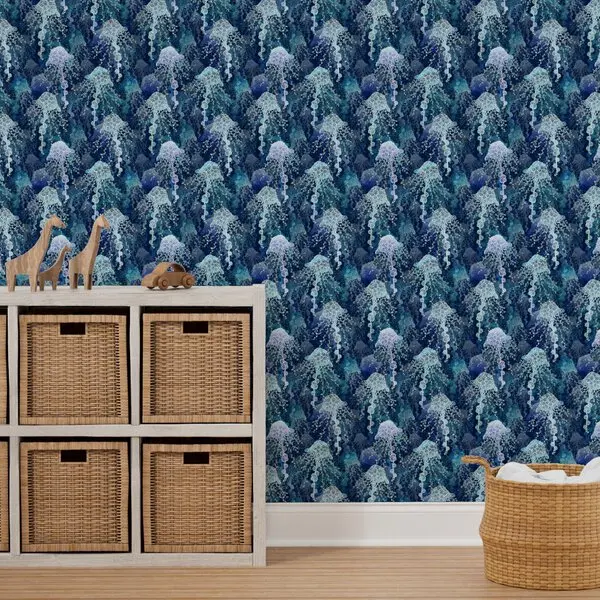 Spoonflower Jellyfish Deep Animals Ocean Animal Sea Custom Removable Wallpaper