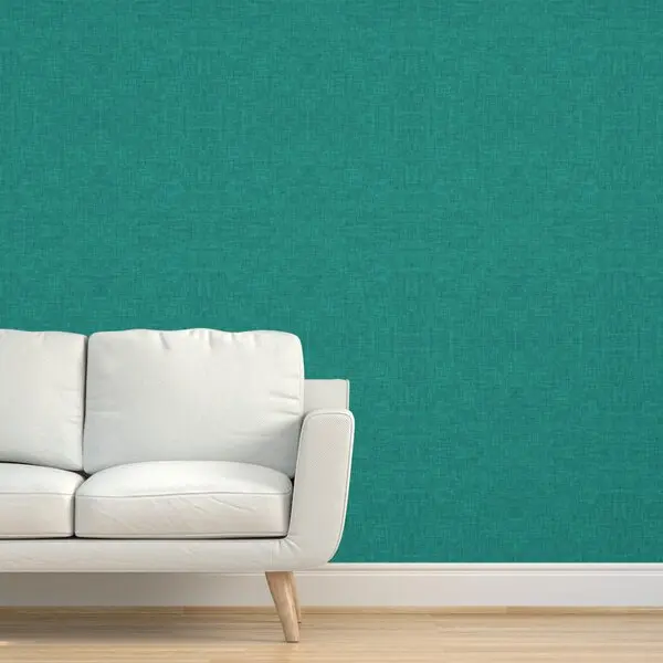 Spoonflower Emerald Linen 100% Natural Sisal Grasscloth Wallcovering - Green