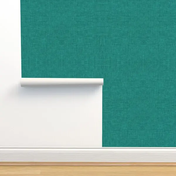 Spoonflower Emerald Linen 100% Natural Sisal Grasscloth Wallcovering - Green