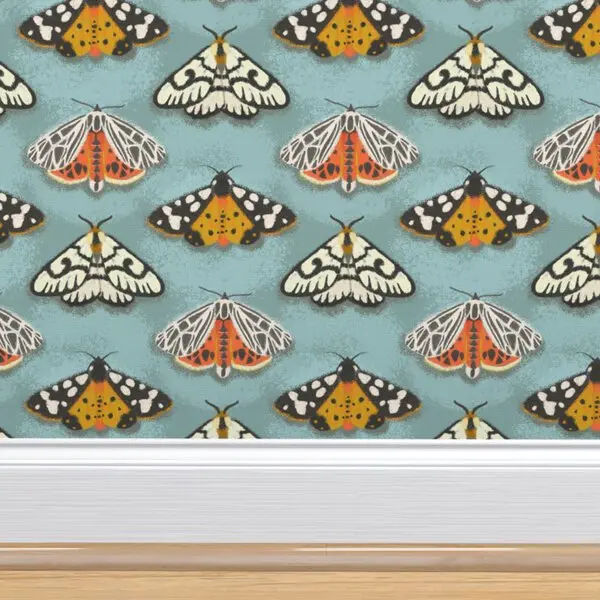 Spoonflower Evening Moths 100% Natural Sisal Grasscloth Wallcovering