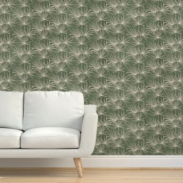Spoonflower Grass Green 100% Natural Sisal Grasscloth Wallcovering - Green,beige
