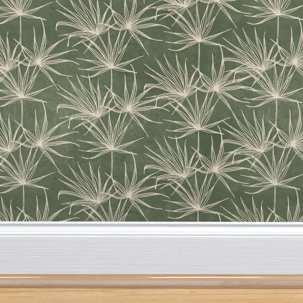 Spoonflower Grass Green 100% Natural Sisal Grasscloth Wallcovering - Green,beige