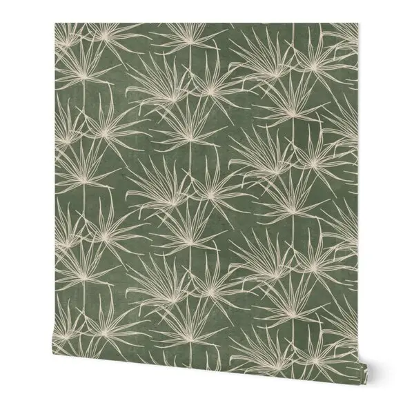Spoonflower Grass Green 100% Natural Sisal Grasscloth Wallcovering - Green,beige
