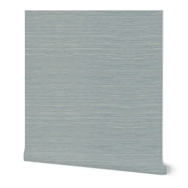 Spoonflower Cream 100% Natural Sisal Grasscloth Wallcovering - Blue