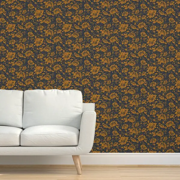 Spoonflower Desert Flowers 100% Natural Sisal Grasscloth Wallcovering