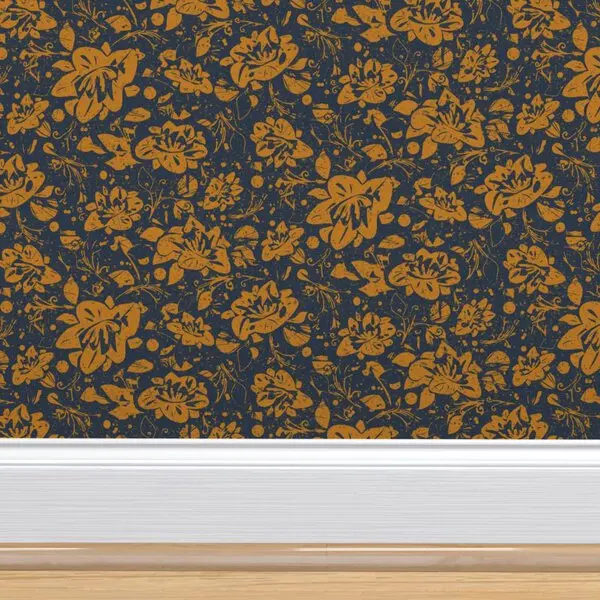 Spoonflower Desert Flowers 100% Natural Sisal Grasscloth Wallcovering