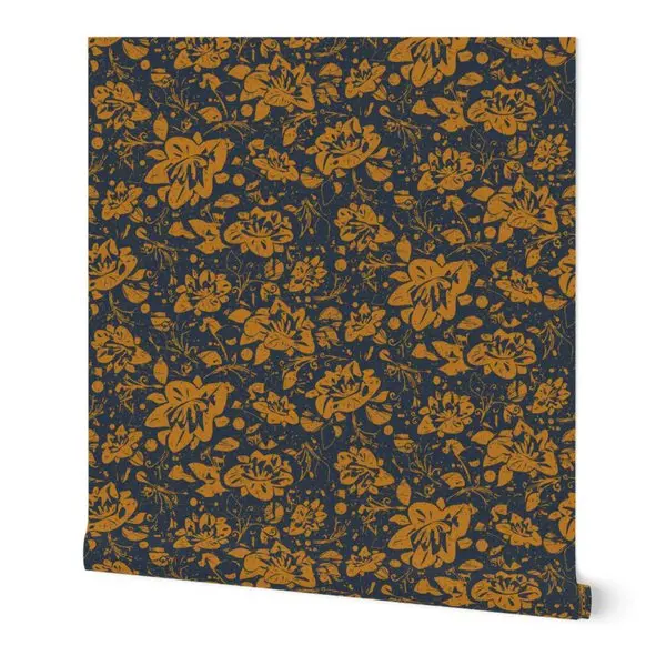 Spoonflower Desert Flowers 100% Natural Sisal Grasscloth Wallcovering